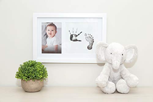 Kate & Milo Baby’s Print Photo Frame and Ink Kit, Newborn Hand and Footprint Ink Kit, White