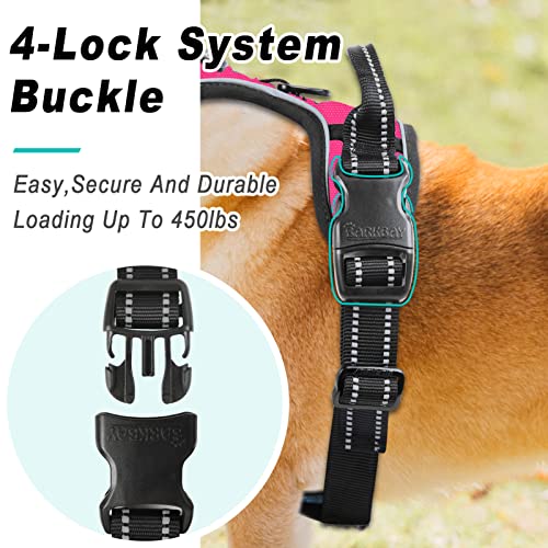 BARKBAY No Pull Pet Harness Dog Harness Adjustable Outdoor Pet Vest 3M Reflective Oxford Material Vest for PINK Dogs Easy Control for Small Medium Large Dogs (L)