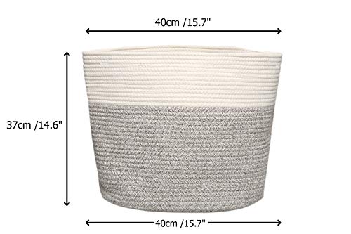 Baskets for Clothes Storage, Large Rope Laundry Basket, Woven Basket for Clothes,Bags,Toys,Towels, Hamper for Laundry, Rope Basket, Blanket Basket, Environmental Protection Material