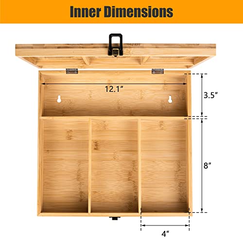 AKAT HOME Bamboo Ziplock Bag Storage Organizer & Baggie Dispenser for Kitchen Drawer β Wooden Zip Lock Container Holder Wall Gallon,Sandwich,Snack,Quart (Flip, Engraved, - M1)