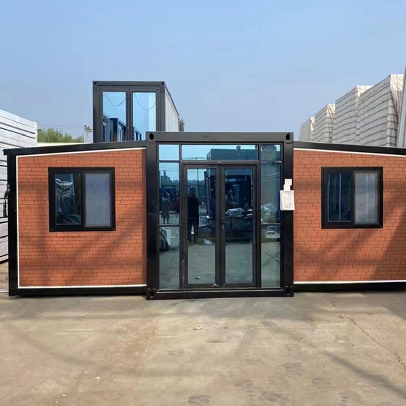 20FT Tiny House - Prefab Portable Container Home with 2 Bedrooms, Bathroom, and Kitchen - Foldable Steel Frame Mobile Home for Adult Living - 1 Year Warranty - Modern Design