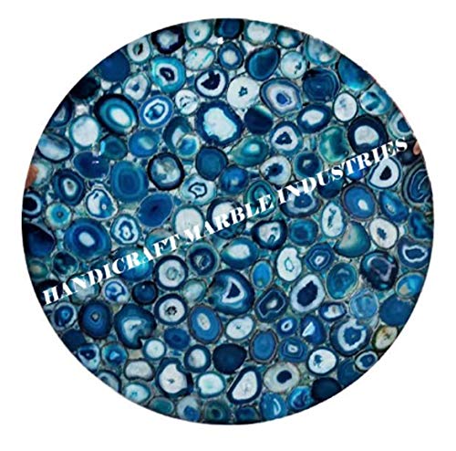 36" Inch Blue Agate Round Coffee Table, Agate Dinning Table, Stone Coffee Table, Agate Table Top, Agate Coffee Table, Agate Side Table Home Decor