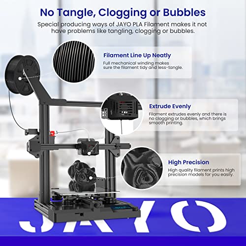 JAYO PETG 3D Printer Filament, 1.75mm PETG Filament 2KG Spool, Consumable Dimensional Accuracy +/-0.02mm, Printing Material fit for FDM 3D Printers, PETG Black+Black