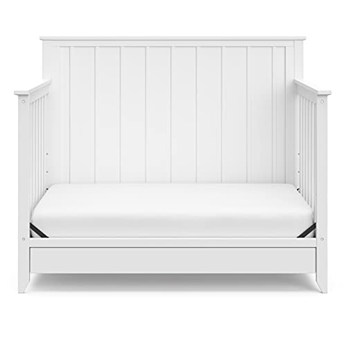 STORKCRAFT Forrest 5-in-1 Convertible Crib with Drawer (White) β GREENGUARD Gold Certified, Crib with Drawer Combo, Full-Size Nursery Storage Drawer, Converts to Toddler Bed, Daybed and Full-Size Bed