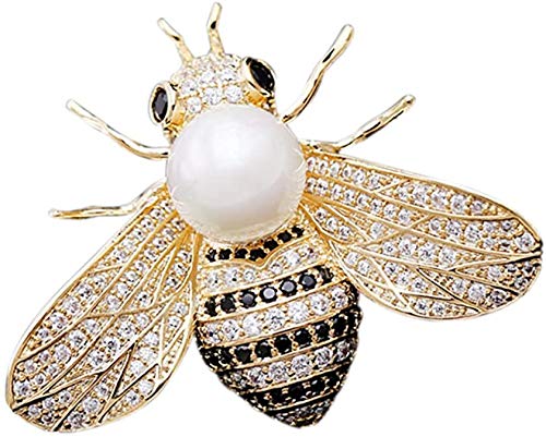 2 Pack Rhinestone Pearl Bee Brooch Pins Honey Bee Pendant/Brooch Fashion Crystal Insect Pins