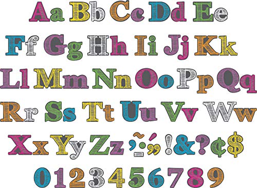 Barker Creek Letter Pop-Outs, 4" Chalkboard and 4” Rainbow Chalk, 2 Pack, Multicolor Designer Letters for Bulletin Boards, Breakrooms, Reception Areas, Signs, Displays, and More! 4", 468 Characters per Set (3508)