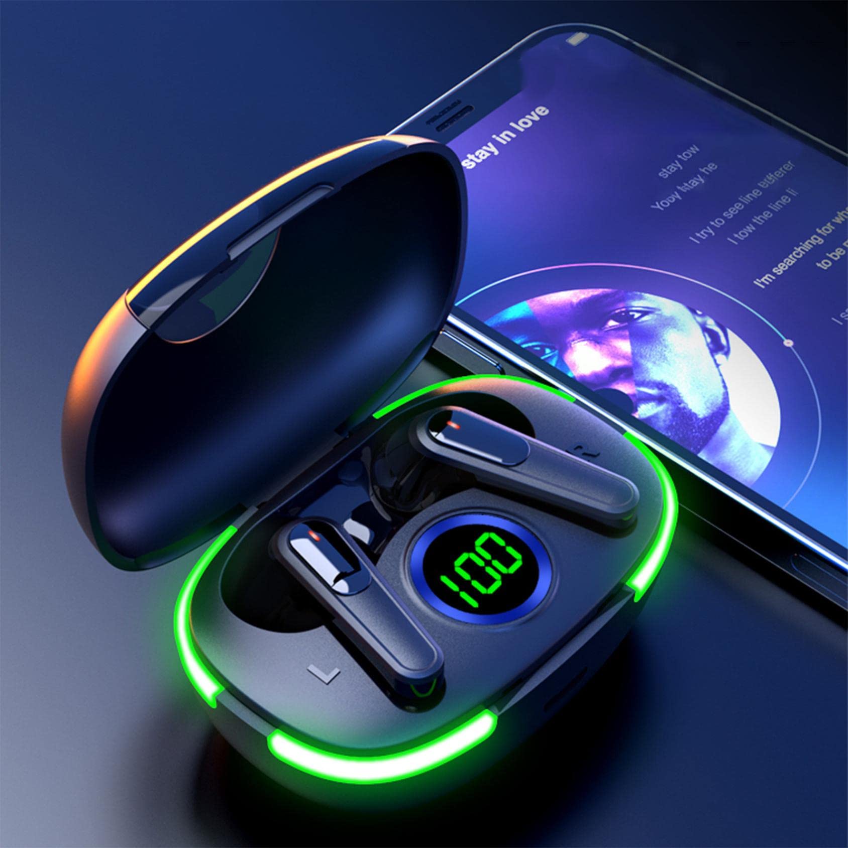 2022 New Bluetooth Earbuds Wireless Earbuds Bluetooth 5.1 Digital Display Noise Reduction Bluetooth Headset Wireless Earbuds Headset for Sports and Gym