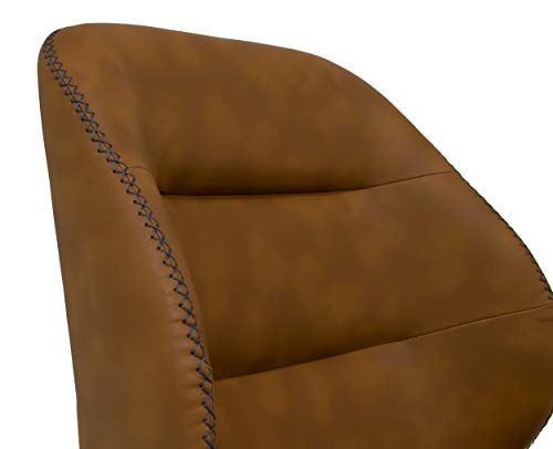 Calico Designs Devonport Swivel Armless, No Casters, Home Office Accent Chair in Black Metal 4-Star Base/Anitque Spotted Copper Faux Leather with Stitch Detail