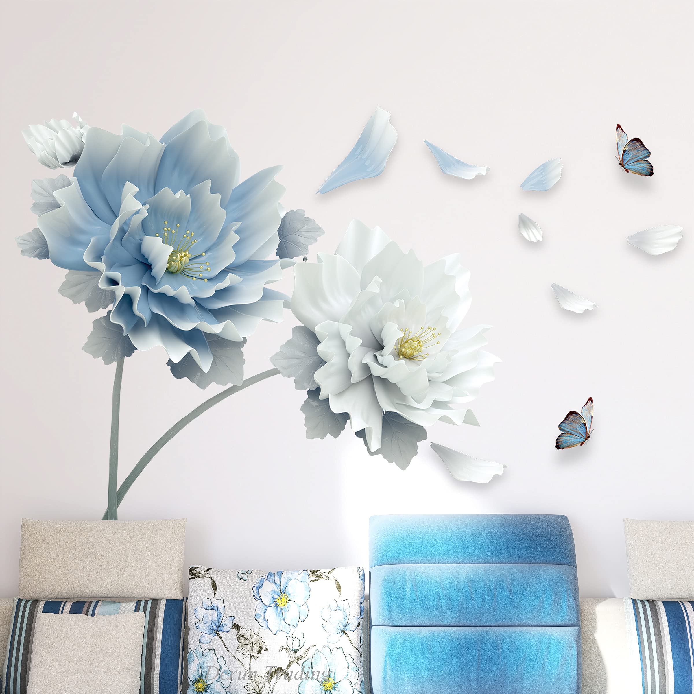 DERUN TRADING DIY WALL DECORATION(Home Personalized Design) Flowers Peel and Removable Adhesive Sticker
