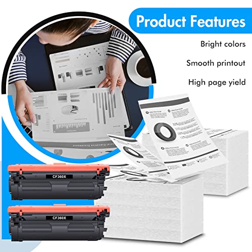 508X 508A Black High Yield Toner 2 Pack: M553 Black Toner Replacement for HP 508X 508A CF360A CF360X Works for HP Color Laserjet Enterprise M553 M552 MFP M577 Series Printer Ink CF360XD