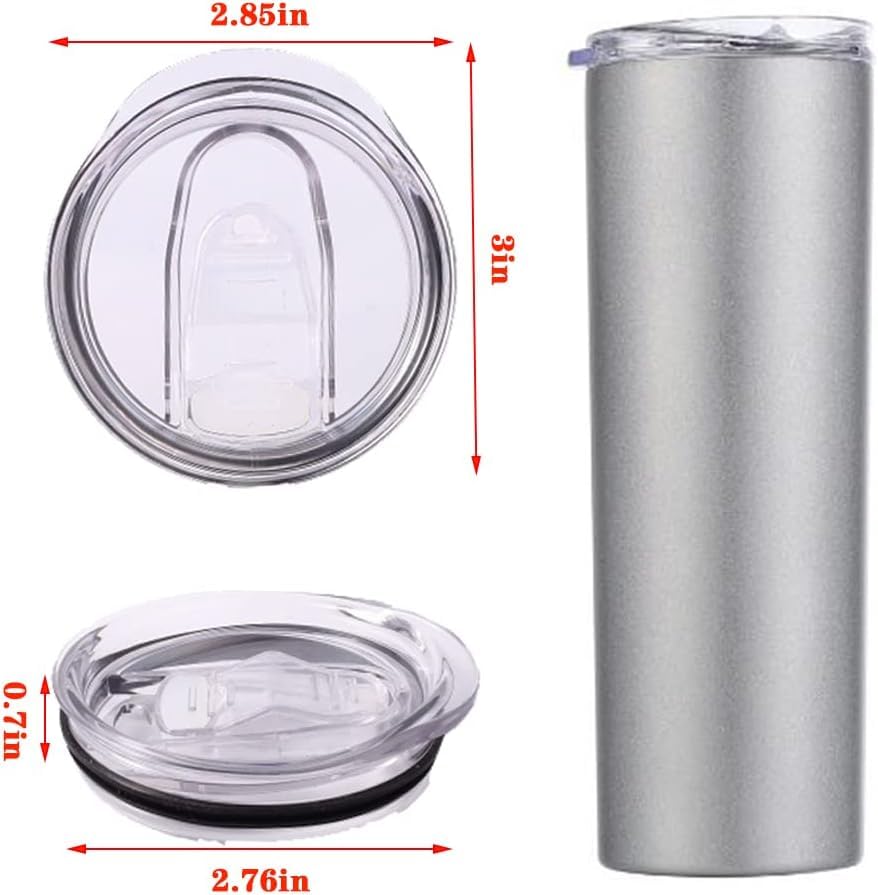 20oz Skinny Tumbler Replacement Lids, 2.75in Cup Mouth Compatible with YETI Rambler and More Tumbler Cups,Spill Proof Splash Resistant Silicone Sliding Covers.