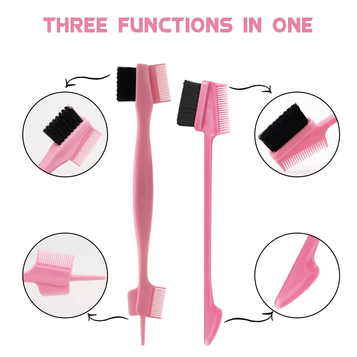 8 Pieces Hair Styling Comb Set Teasing Rat Tail Brush for Edge&Back Brushing, Combing, Slicking Hair for Women Edge Brush Double Sided Edge Comb for All Hair Styles(edge control brush-8pcs)
