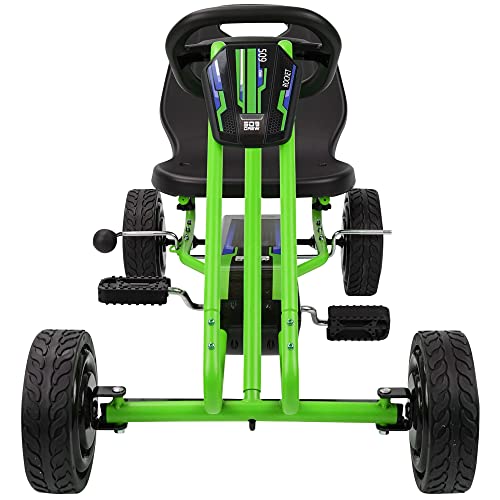 509 Crew Rocket Pedal Go Kart - Green | Pedal Car | Ride On Toys for Boys & Girls with Ergonomic Adjustable Seat & Sharp Handling, Ages 4+ (U918005), Large