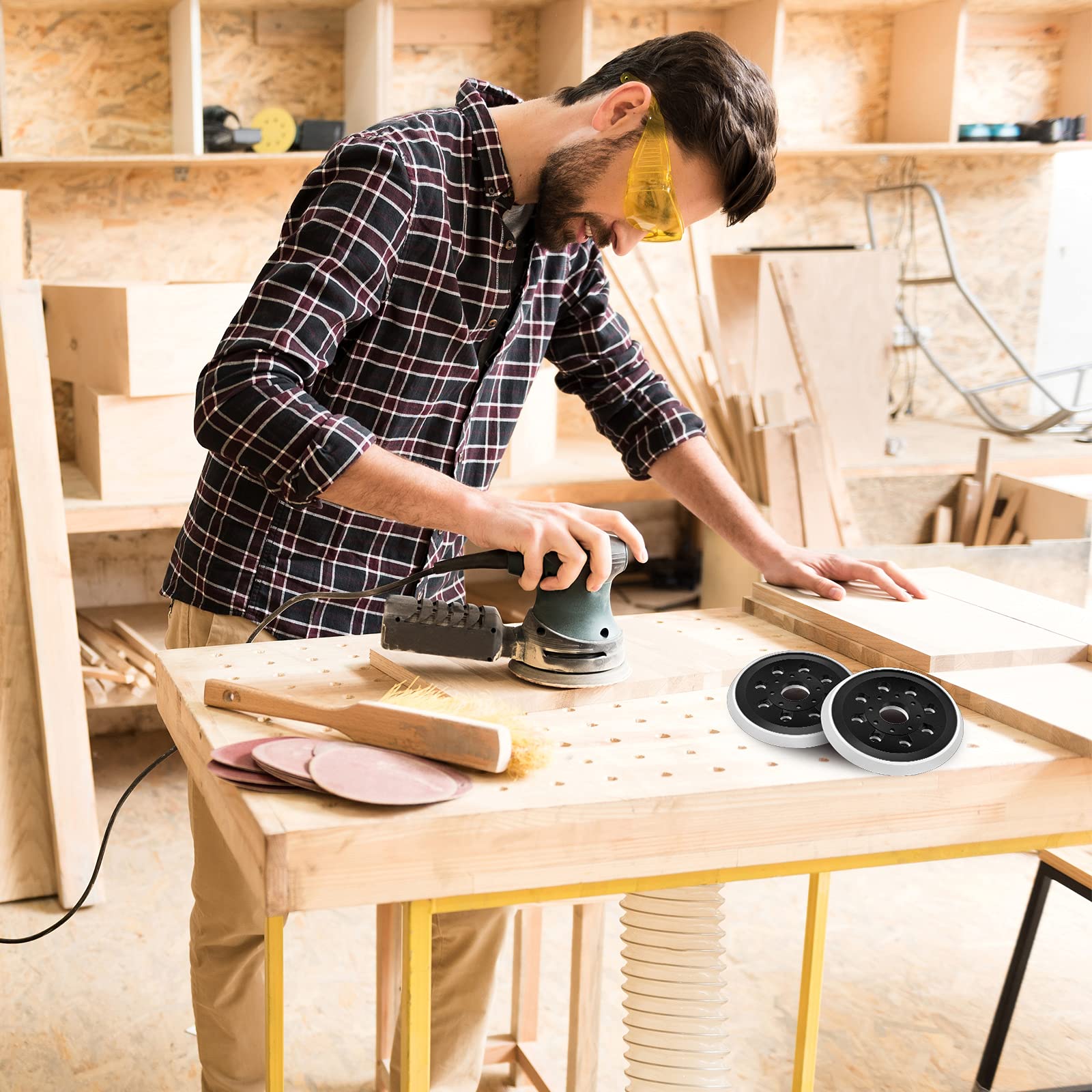 2 Pieces 5 Inch 8 Hole Hook and Loop Orbital Sander Replacement Pad Backing Pad Compatible with Bosch ROS20, ROSVS, ROSVSK, ROS10
