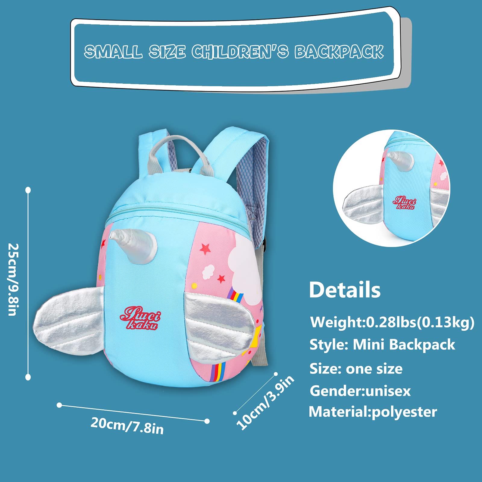HWJIANFENG Little Kid Toddler Mini Backpack with Leash Harness Lunch Box Cute Angel Unicorn Preschool Daycare Nursery School Bag