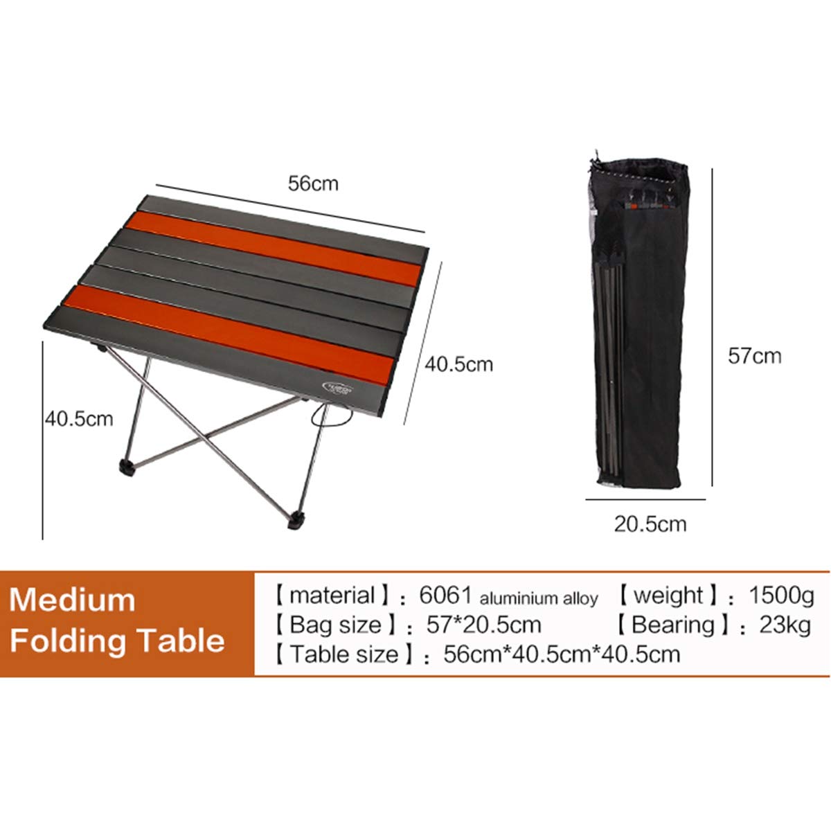 15.5" × 13.6" Portable Folding Camping Table, 2.2lbs Lightweight Compact Outdoor Table Desk up to 50.7lbs for Indoor