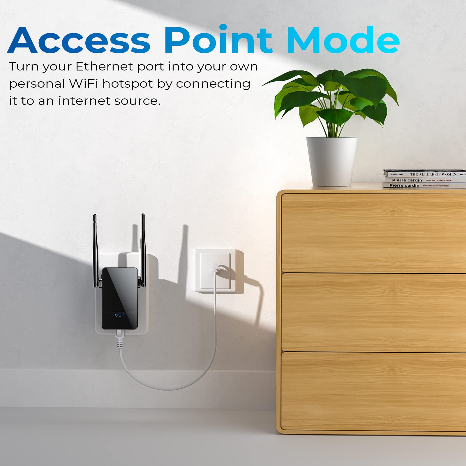 2022 Newest WiFi Extender Signal Booster for Home up to 8000sq.ft and 41 Devices,Internet Repater with Ethernet Port, Wireless Amplifier Long Range Coverage, 1 Tap Setup, Supports Access Point Mode…