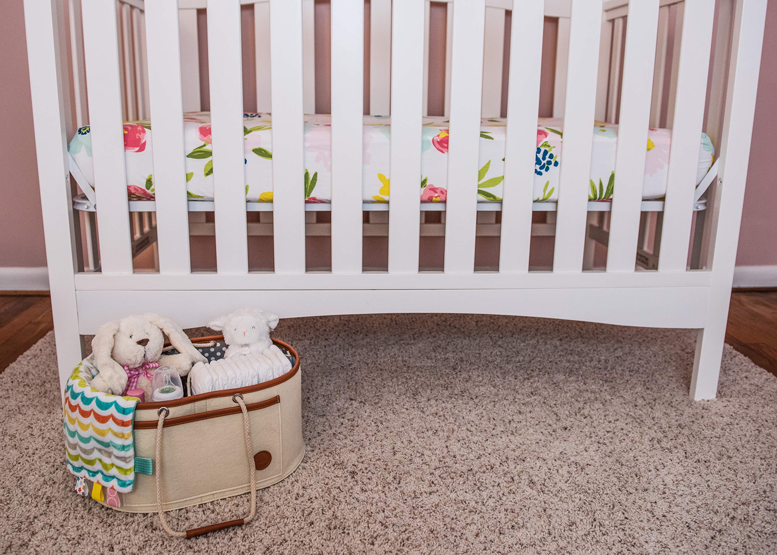 Diaper Caddy Organizer – Diaper Organizer Bag with Long Carry Handles – Neutral Diaper Caddy for Baby Shower or Gift Registry – Caddy for Baby Stuff with Removable Insert – Unisex Baby Organizer Caddy