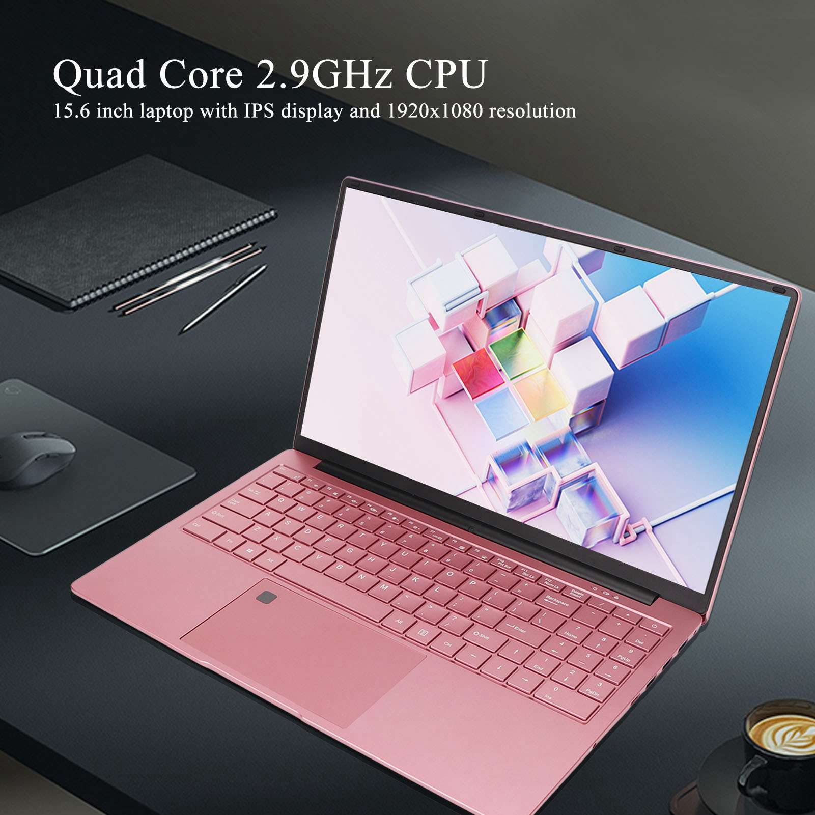 15.6 in Laptop, 16GB LPDDR RAM and 512GB ROM, Quad Core 2.9GHz CPU, 1920X1080 IPS Display, with Fingerprint Reader, 6000mAh Battery Laptop Computer for Business and Students(USA)