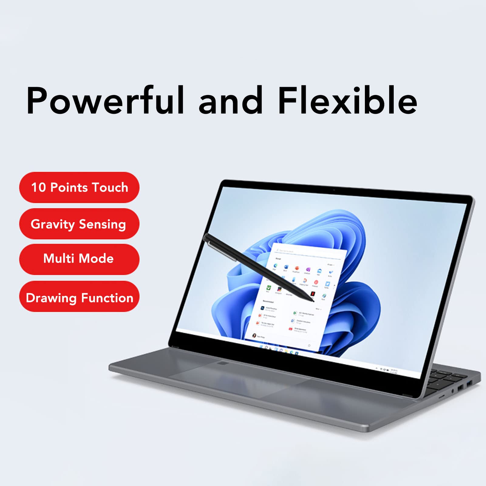 15.6 Inch HD 2 in 1 Touchscreen Laptop, Flip Convertible Home & Education Laptop with N95 Series CPU, 12GB DDR5, Fingerprint Unlock, Webcam, Backlit Keyboard, Gravity Sensor (12GB+1TB US Plug)