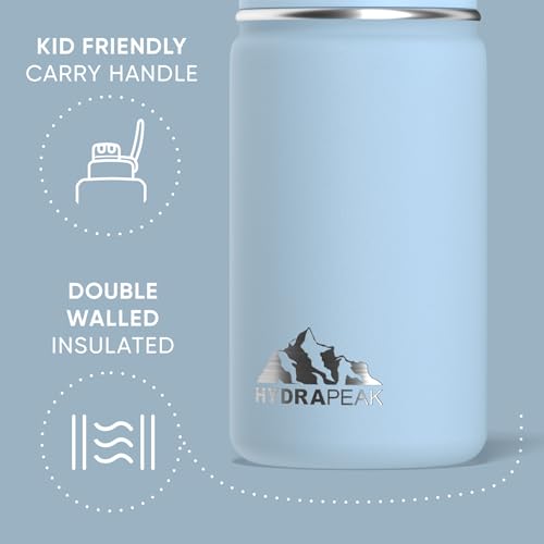 Hydrapeak Mini 14oz Water Bottle with Straw Lid, Stainless Steel Double Wall Insulated Water Bottle | Leak-Proof and Spill-Proof Water Bottle, 24 Hours Cold (Cloud)