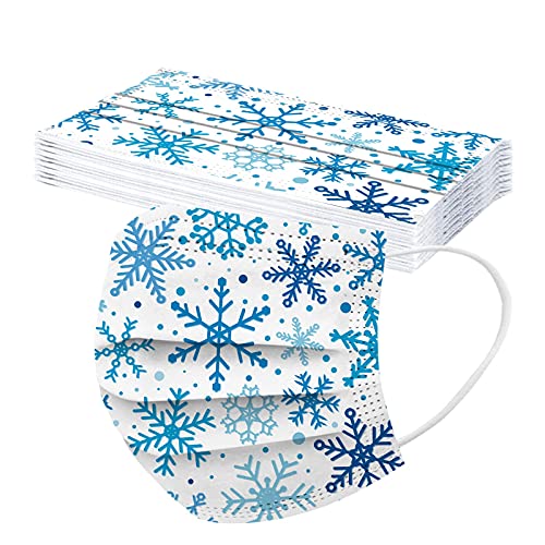 50PC Christmas Disposable Face Mask for Adults,3-Ply Disposable masks with Winter Themed Designs Breathable for Adults (Xmas-4)
