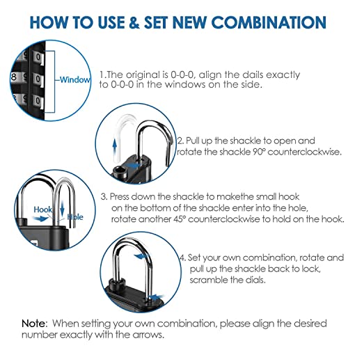 2 Pack TSA Approved Travel Luggage Locks, Combination Lock Alloy Body, Keyless 3-Digit Padlocks, Travel Sentry Accepted Compatible Padlock for Gym Locker, Golf Bag Case, Backpack, Black-by GIVERARE