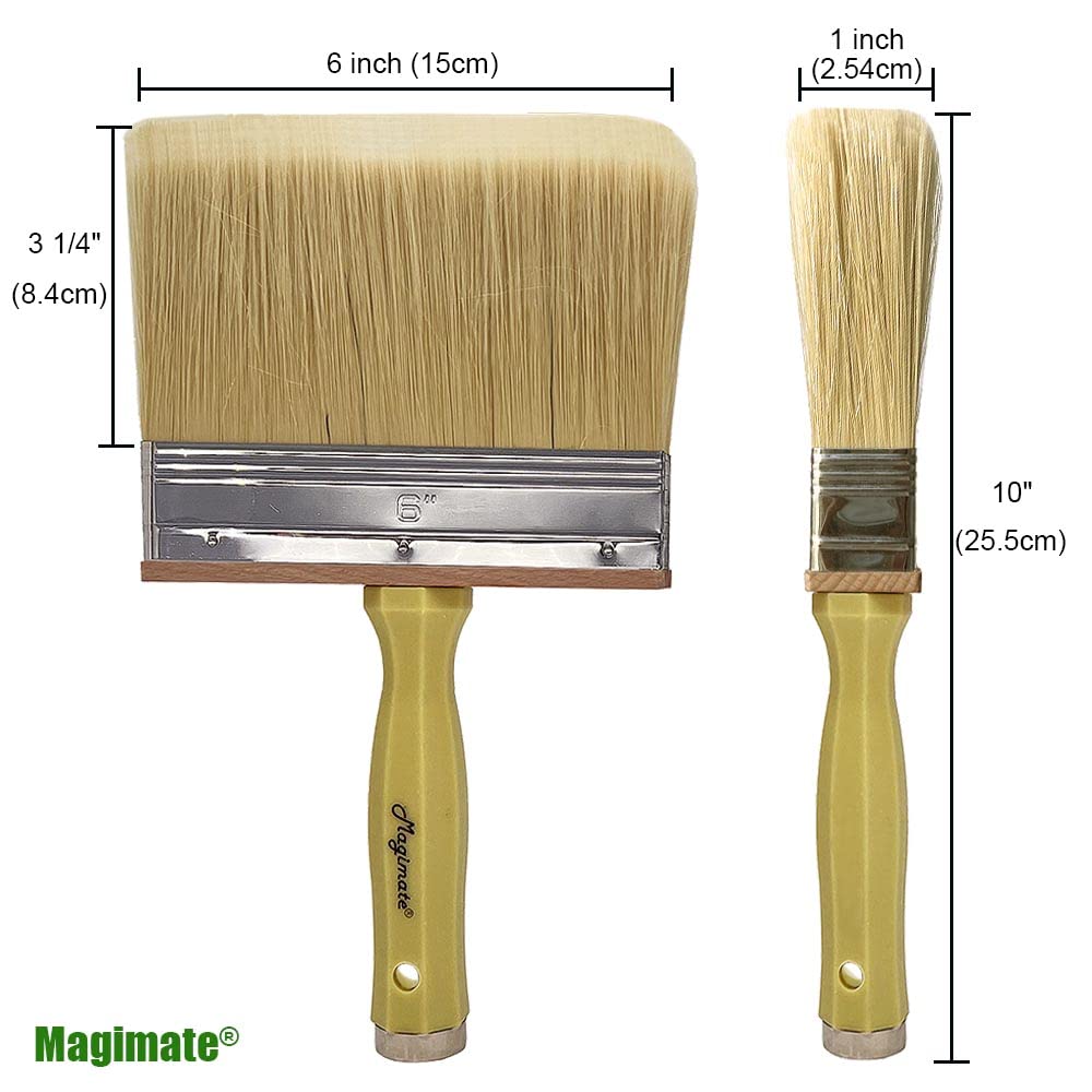 6 Inch Extra-Wide Paint Brush Large Block Stain Brushes Heavy-Duty Household Bristle Paint Brush for Walls, Dusting, Masonry, Wood Deck and Fence Stain Applicator by Magimate