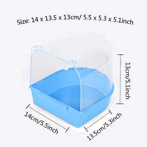 Bird Bath Cage Small Blue Bird Bath Tub Cover Shower Supplies for Cockatiel, Budgerigar, Macaw, Finch, Budgie, Parakeet, Conure, Canary, Parrots