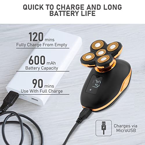 5 in 1 Electric Razor for Men and Women, USB Rechargeable and Waterproof Cordless Trimmer, Includes Rotating Bald Head Shaver, Nose Hair Trimmer, Beard Shaper, Silicone Brush, and Cleansing Brush