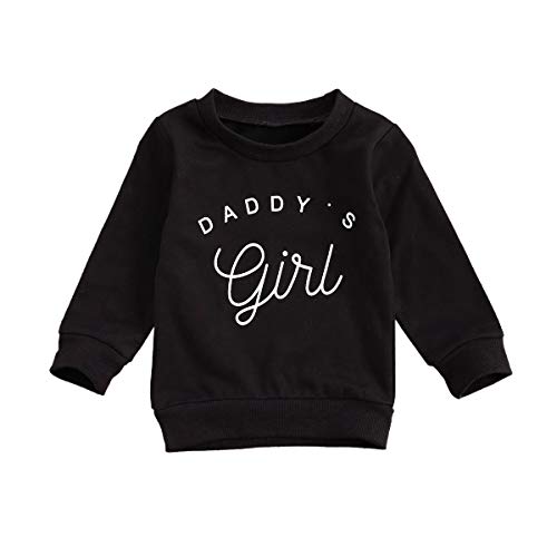 DuAnyozu Infant Toddler Baby Girl Long Sleeve Shirts Daddys Girl Pullover Sweatshirt Tops Fall Outfit Casual Clothes (Black, 12-18 Months)