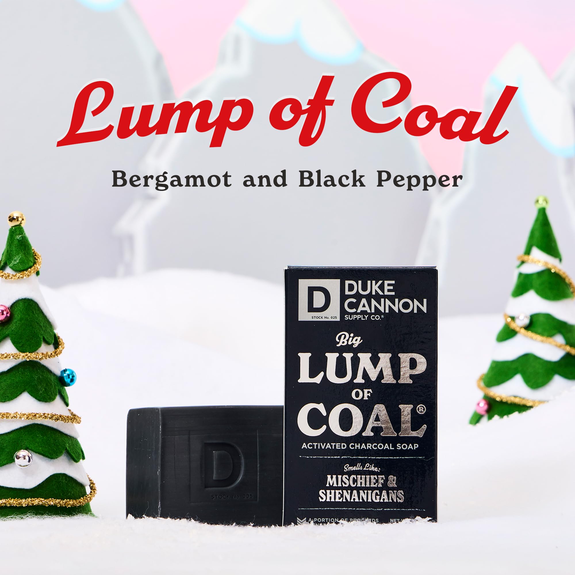 Duke Cannon Supply Co. Big Brick of Soap Bar for Men Holiday Edition - Big Lump of Coal (Bergamot & Black Pepper Scent), 10 oz. (1 Pack)