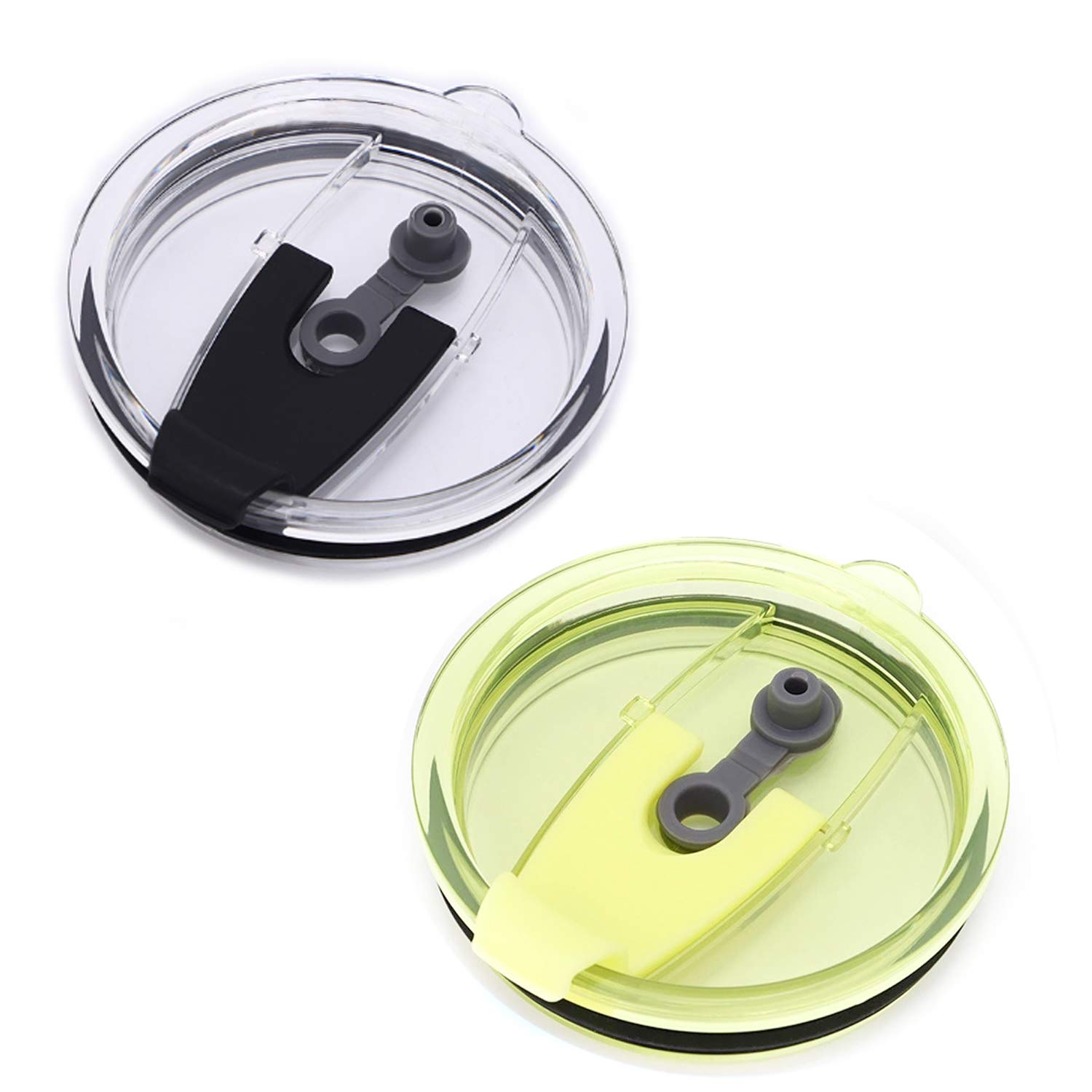 2 Pack Spill-proof Splash Resistant Lids,30 oz Tumbler Lids, Fits for YETI Rambler, Ozark Trail, Old Style Rtic and More(Pure Green+Black)