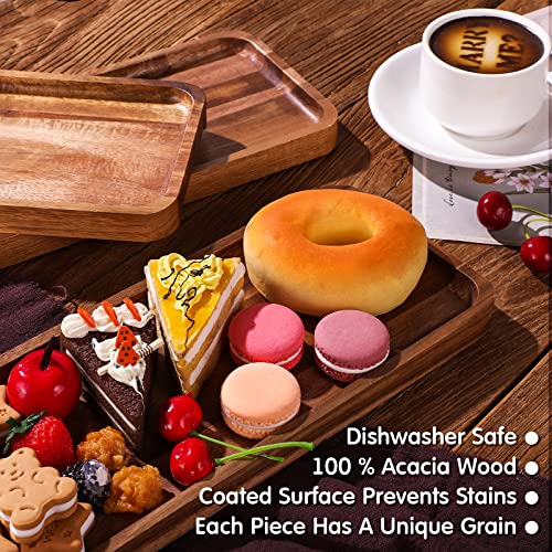 5 Pack Solid Acacia Wood Serving Trays, 14 x 5.5 Inches Rectangular Wooden Serving Board for Food Appetizer Serving Tray Plates for Vegetables Fruit Charcuterie Cheese Platters Home Kitchen Decor