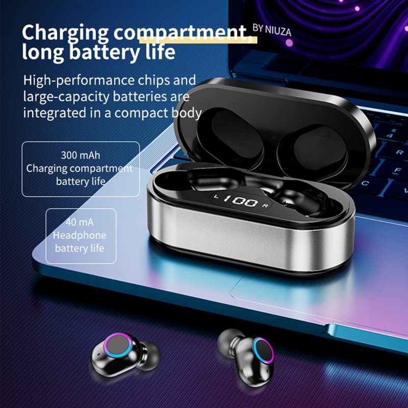2022 TWS Wireless Bluetooth 5.2 Earhone, Touch Control Stereo Headset with Mic and LED Display, Waterproof Noise-Reduction Earbuds for Sport/Work