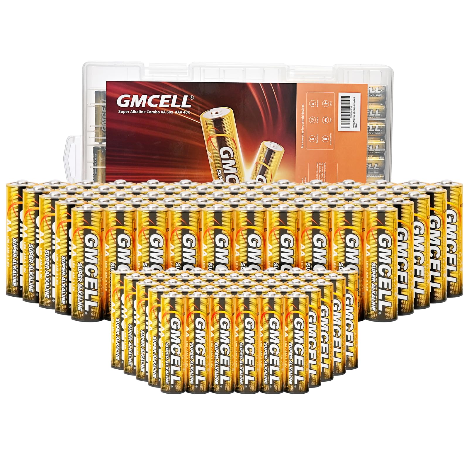 GMCELL AA & AAA Battery Combo: Alkaline Batteries Variety Pack Double A 60 Triple A 40 Count