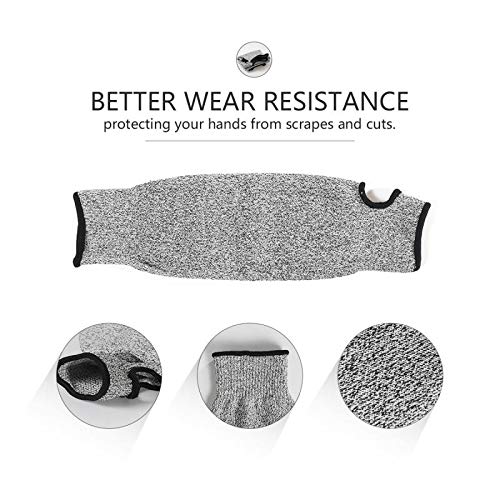 Cut Resistant Sleeves with Thumb Hole, Arm Protection Knit Sleeves, Level 5 Protection, Slash Resistant Safety Protective Sleeves, Grey, 1 Pair