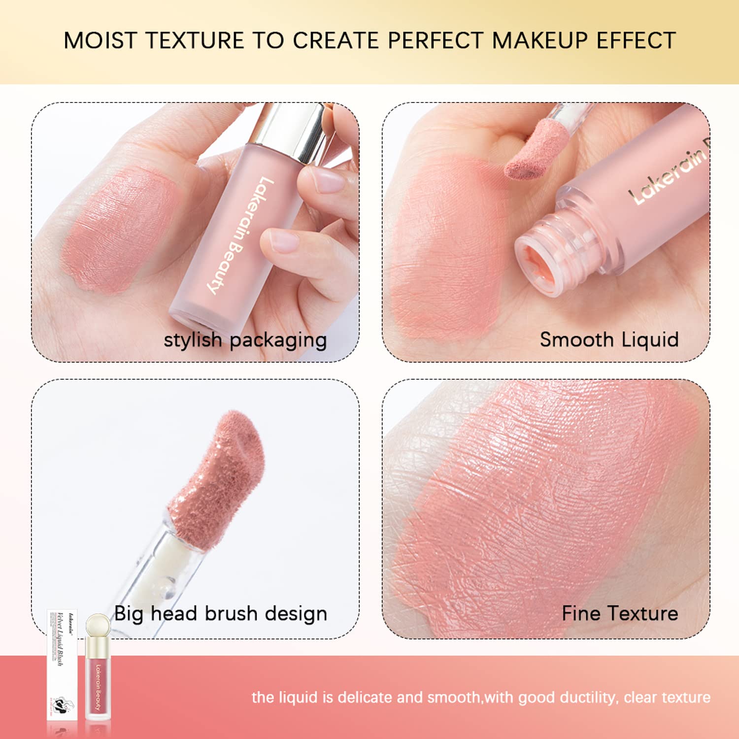 2 PCS Liquid Blush,Beauty Blush Makeup for Long-Lasting,Soft Velvet Liquid Blusher for Cheek,Beauty Blush Makeup for Long-Lasting,Waterproof,With 2 Fingertip Sponge Brush.