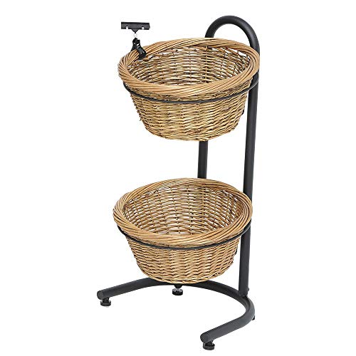 Basket Stand Merchandising Rack Wicker 2-1 Tiered