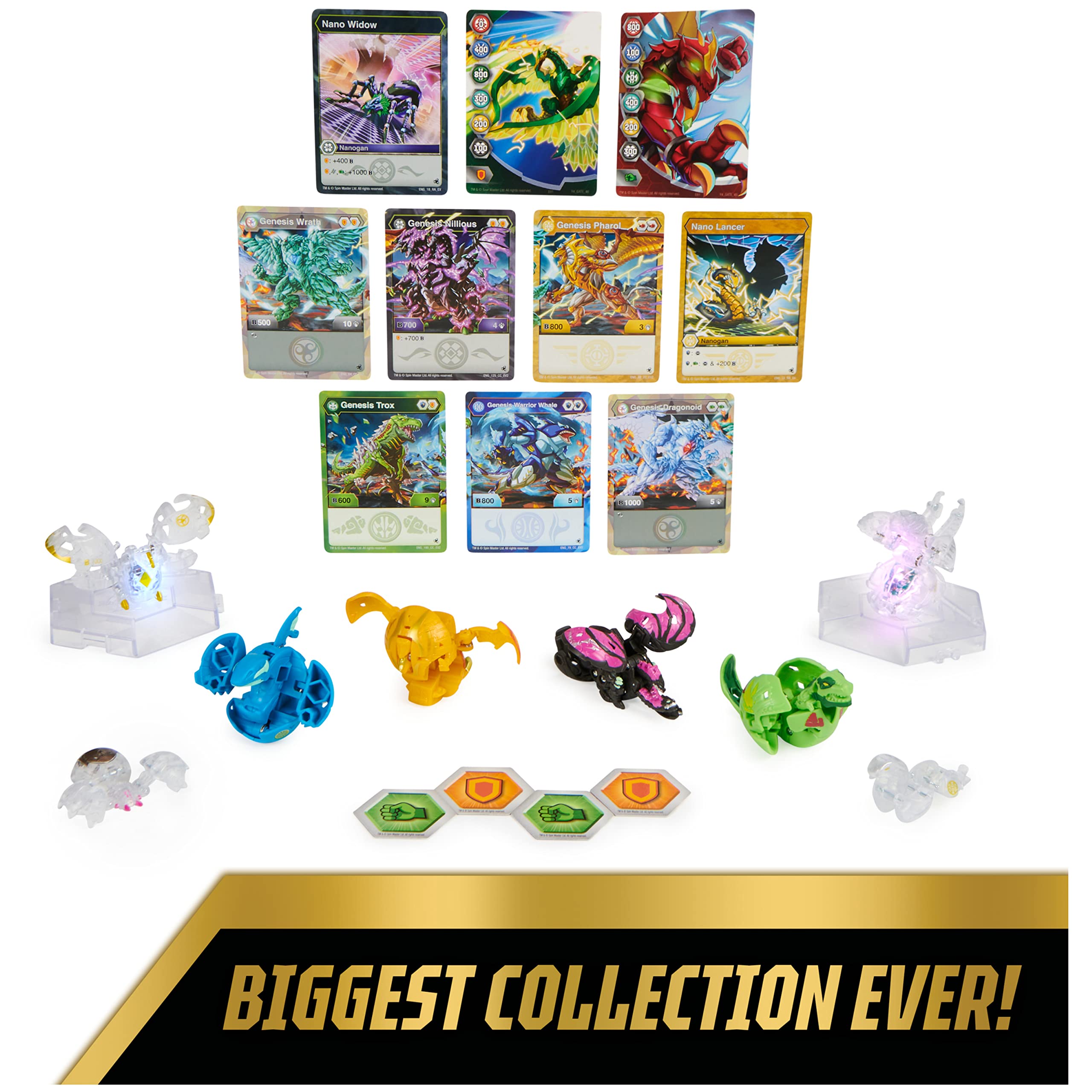 Bakugan Evolutions, Bakugan Genesis Collection Pack, 2 Light Up Bakugan Action Figures, 4 Exclusive Bakugan, 2 Nanogan, 8 Bakugan Cards and 4 BakuCores, Kids Toys for Boys Ages 6 and Up