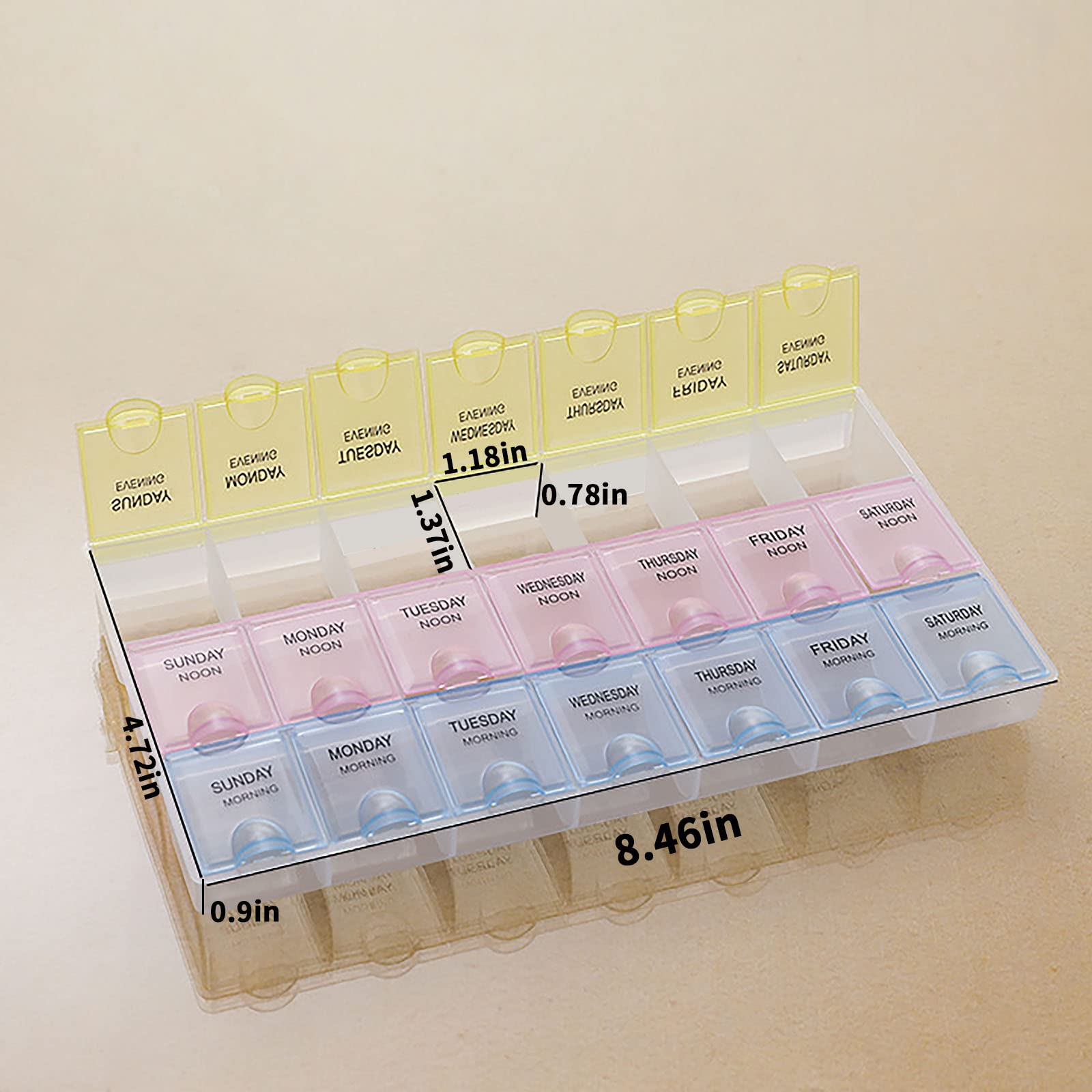 21 Daily compartments Pill Organizer :Weekly Pill Organizer 3 Times a Day, Portable Medicine Organizer ,Large 7 Day Pill Box .Pill Containers for Vitamins, Supplements and Medication.