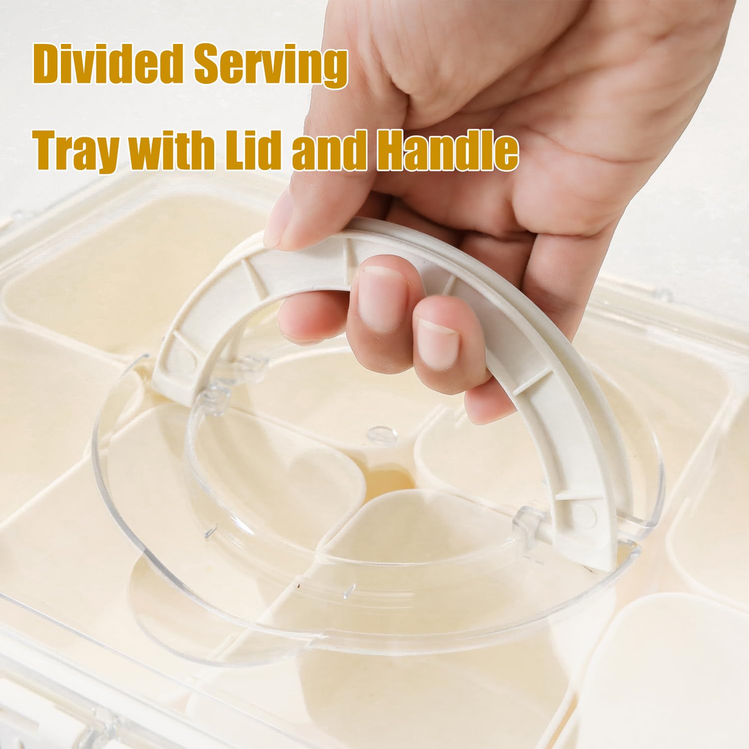 Divided Snackle Box platters with Lid and Handle, Snack Box Charcuterie Container for Portable Snack Platters, Travel Snack Container for Snacks, Fruits, Candy, Nuts - Perfect for parties, picnics