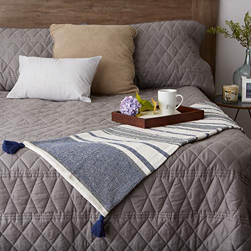 DII New Traditional, 2-Tone Chevron Stripe Throw, 50x60, Navy