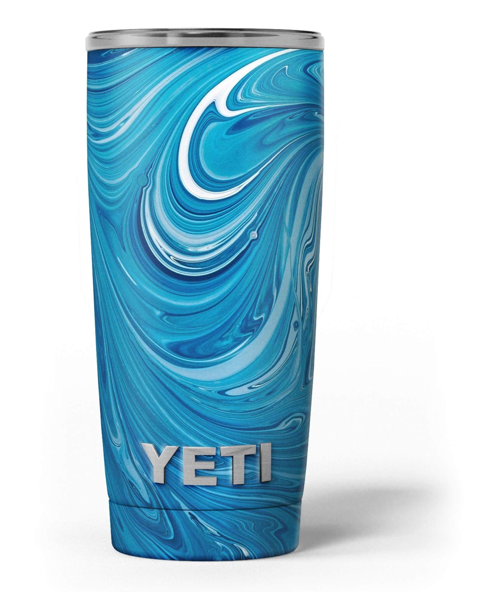 Design Skinz Liquid Blue Color Fusion - Skin Decal Vinyl Wrap Kit Compatible with The Yeti Rambler Cooler Tumbler Cups