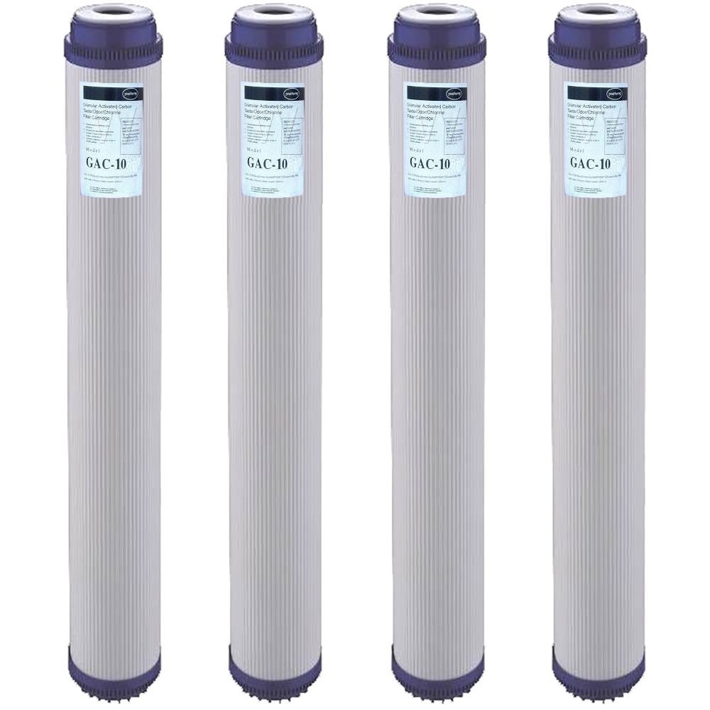 20" x 2.5" GAC Carbon Water Filter (4) Granular Activated Whole House Cartridges