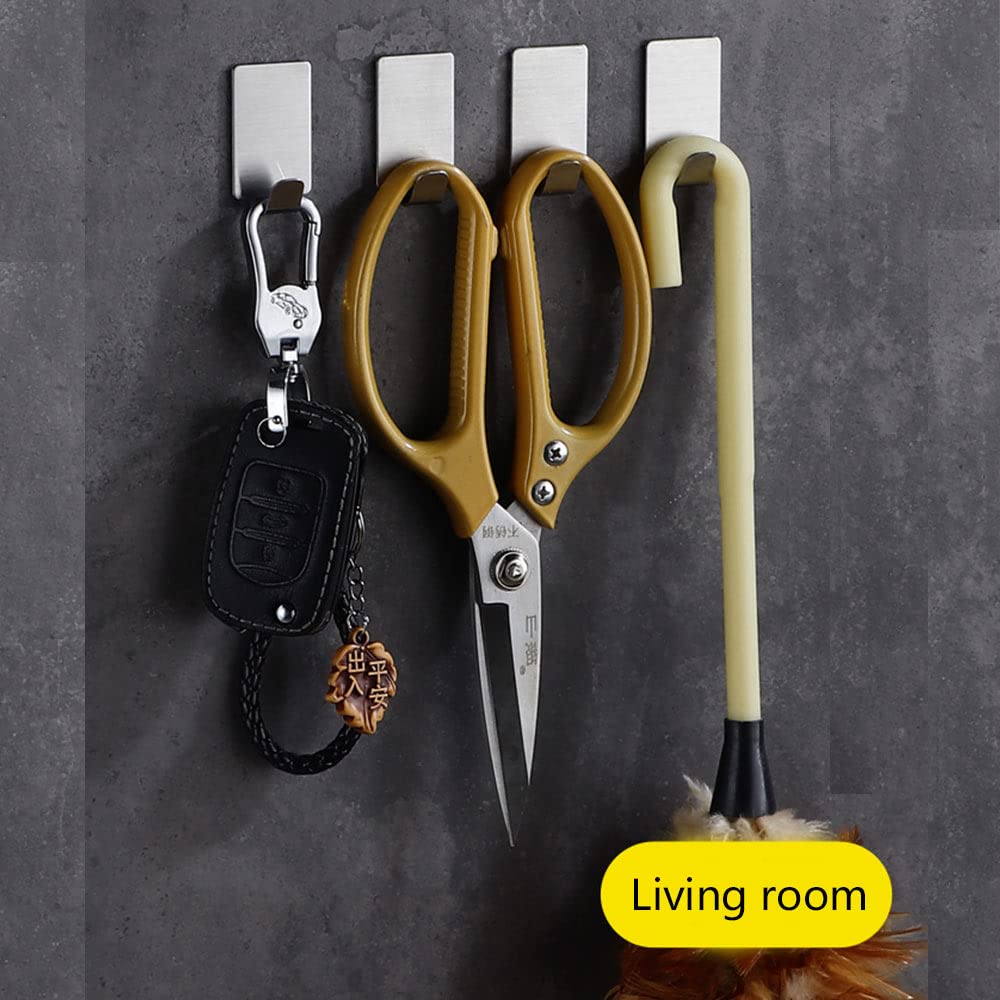 6 Pack door hooks self adhesive Small Sticky Hooks for Hanging Extra Strong Self Adhesive Hooksfor Bathroom Kitchen Hanging Coat Cloth Towel Key Waterproof No Nails 304 Stainless Steel Silver