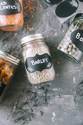 Inspired Designs Floral Chalkboard Label Stickers with 2 Chalk Pens - 120 Pcs Multi-Purpose Chalk Sticker Labels for Storage Bins, Spice Jars - 3.5โx2โ Reusable Waterproof Pantry Labels for Organizing
