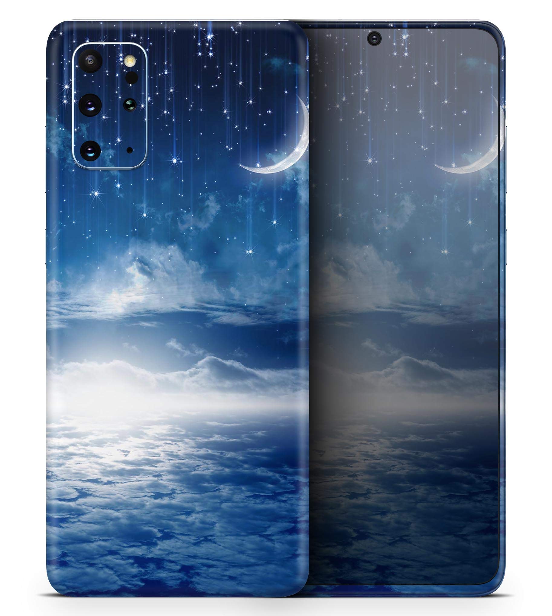 DesignSkinz Vivid Blue Falling Stars in The Night Sky Protective Vinyl Decal Wrap Skin Cover Compatible with The Samsung Galaxy S20 (Screen Trim & Back Glass Skin)