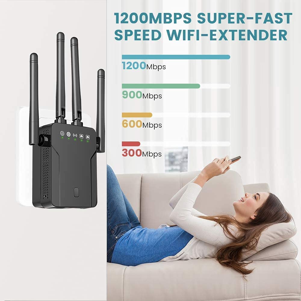 2023 WiFi Range Extender, 1200Mbps WiFi Signal Booster up to 9800sq.ft, Internet Booster for Home, Wireless Internet Repeater WiFi Signal Amplifier with Ethernet Port