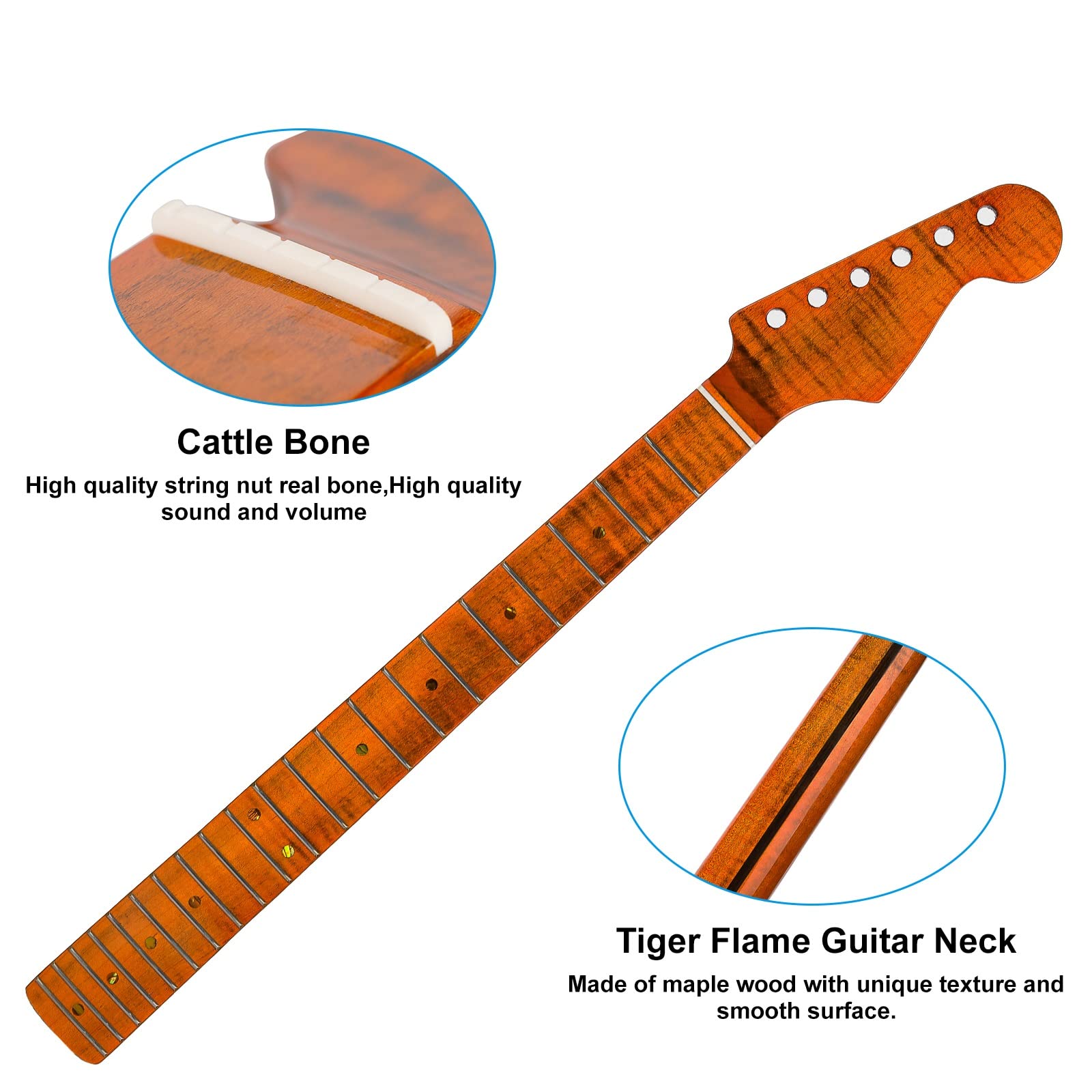 21 Fret Guitar Neck Maple Fretboard Guitar Neck for ST Style Guitar DIY Parts Replacement